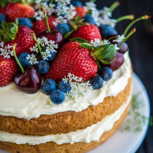 Ginger Sponge cake with fresh berries | Relish Mama